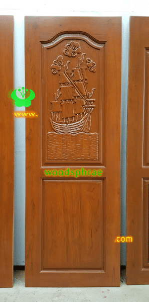 ประตูไม้สักบานเดี่ยว B246 รับประกันตลอดอายุใช้งาน ประตูไม้สัก วู๊ดแพร่