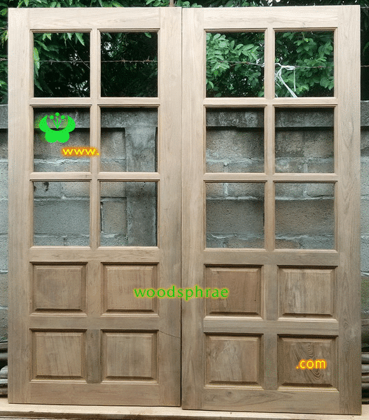 ประตูไม้สักบานเดี่ยว B179 รับประกันตลอดอายุใช้งาน ประตูไม้สัก วู๊ดแพร่